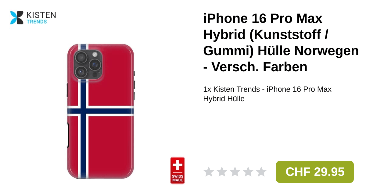 Kisten Trends iPhone 16 Pro Max Hybrid Hülle Norwegen - Versch. Farben