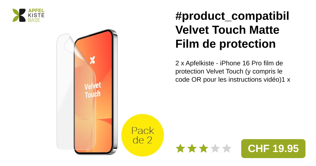 Apfelkiste Base iPhone 16 Pro Film Velvet Touch