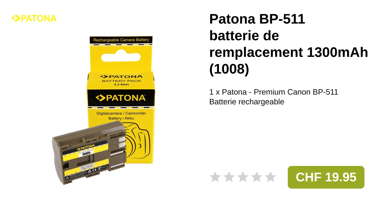 Patona Premium Canon BP-511 batterie de remplacement (1008)