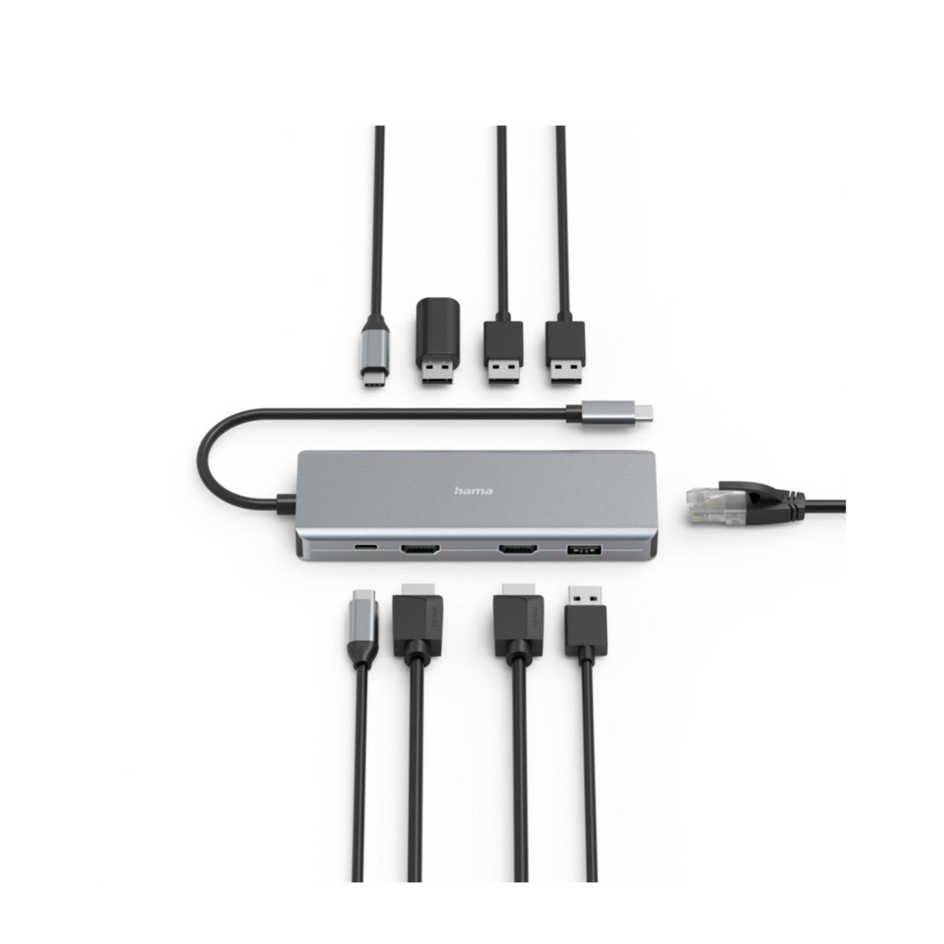 Hama - USB C Hub 2x HDMI / LAN / 4x USB / 2x USB C
