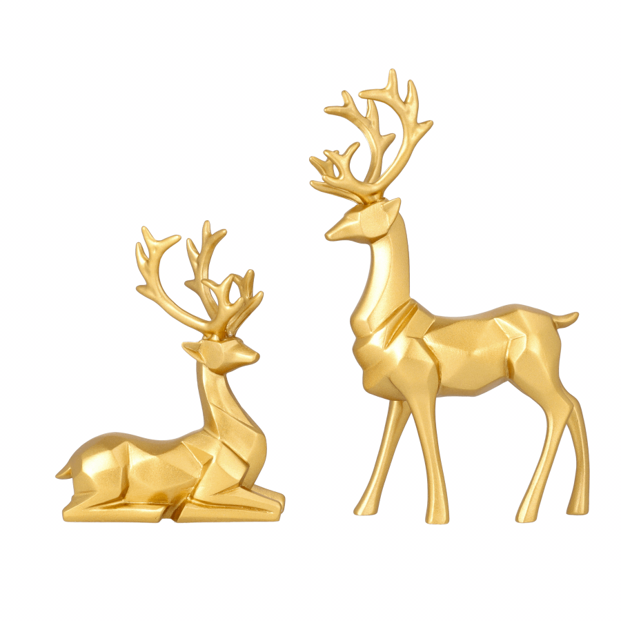 2er Set Weihnachts Deko Hirsch Figur Rentier Statue