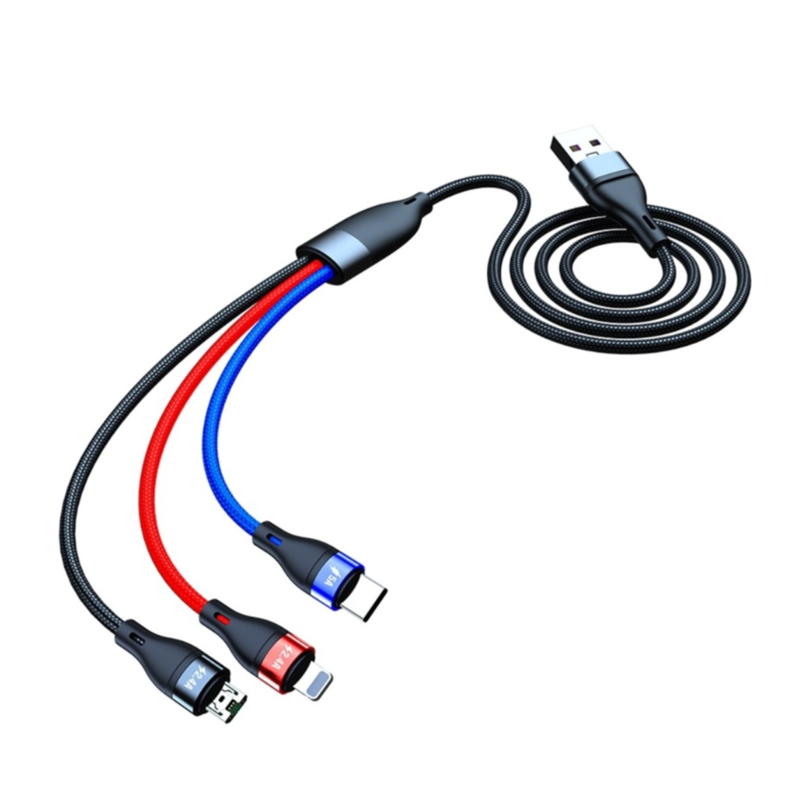 3in1 USB A auf Lightning /Micro USB /USB C Ladekabel