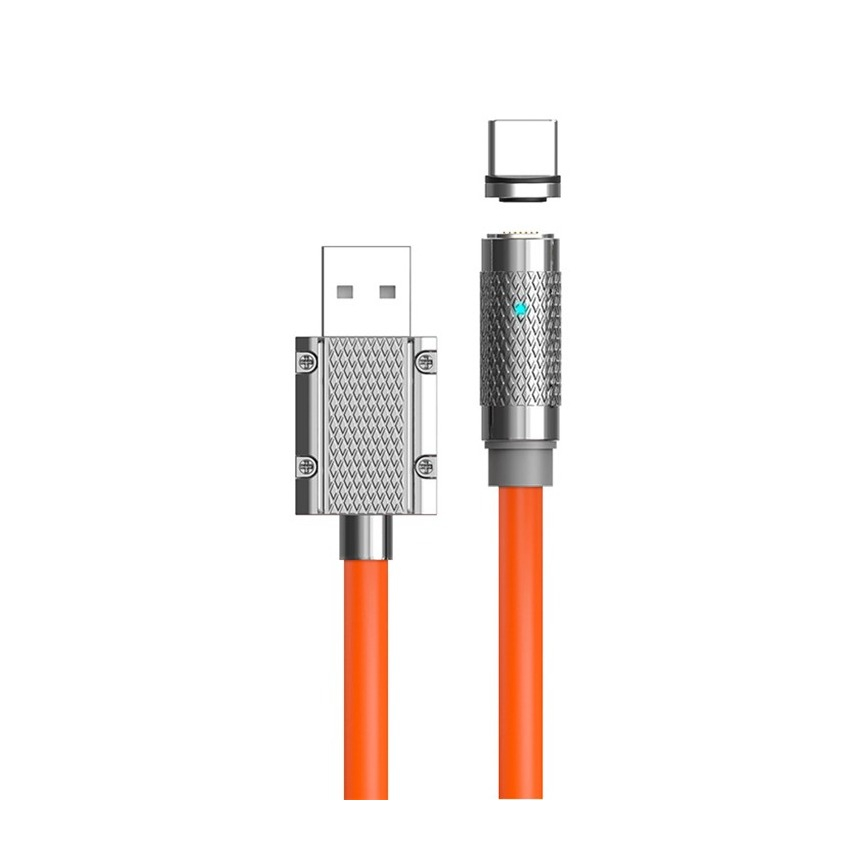 2m 100W USB A auf USB C Magnet Ladekabel Orange
