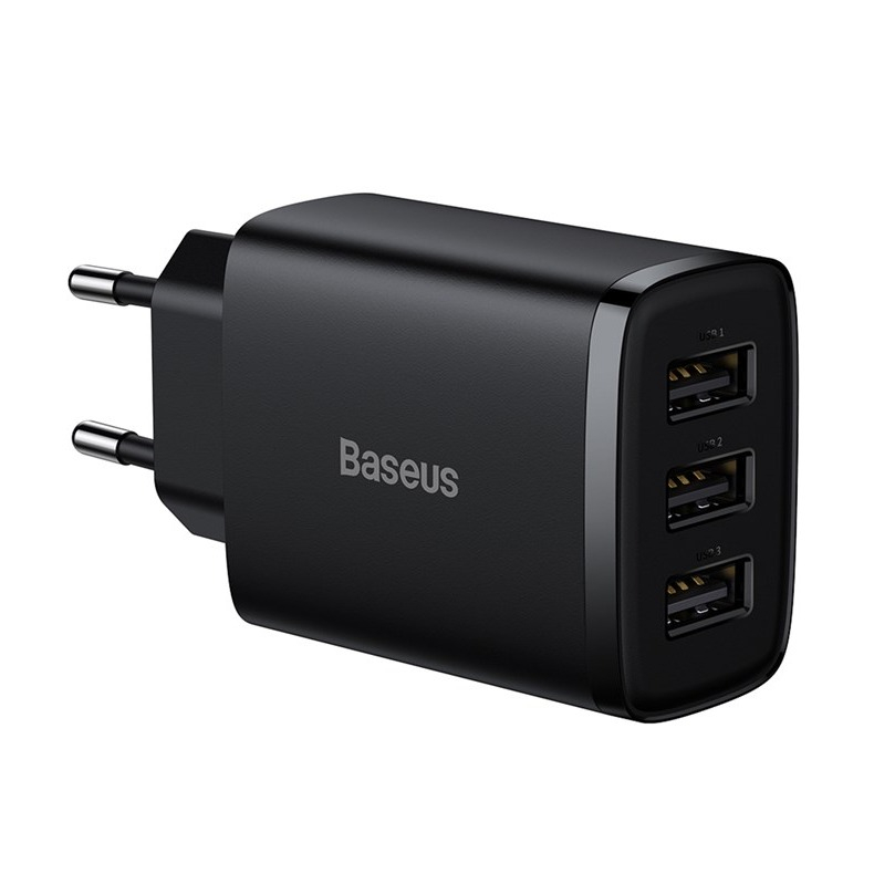 Baseus 17W 3x USB A Ladegerät Netzteil Schwarz Baseus 17W 3x USB A Ladegerät Netzteil Schwarz