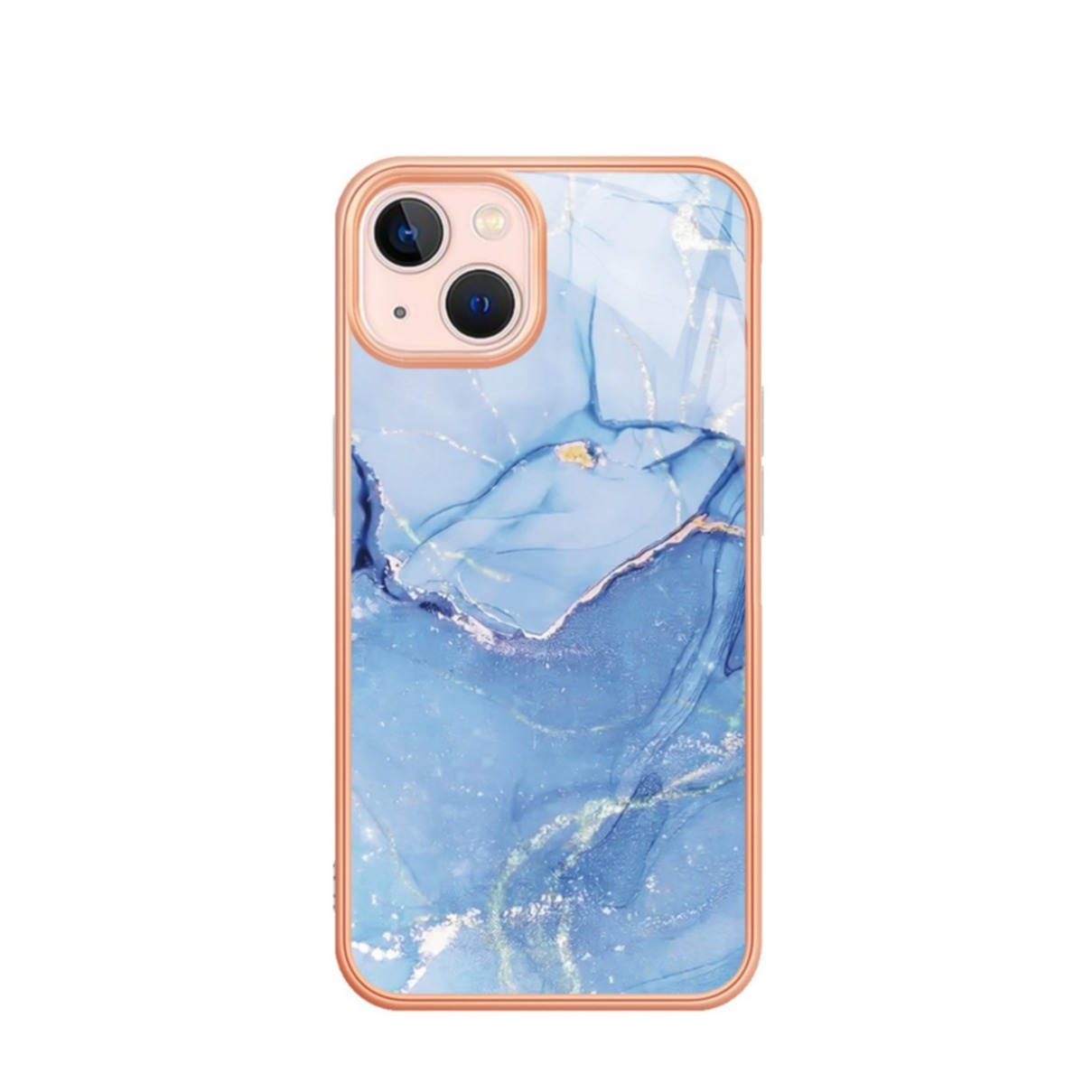 iPhone 14 Gummi Hülle Galvanisiert Marmor Hellblau