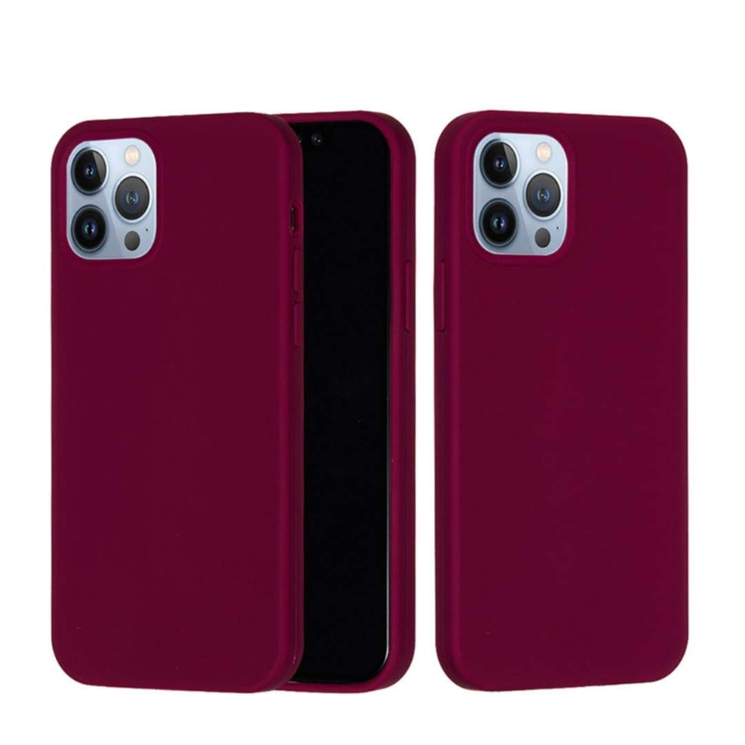 iPhone 15 Pro Max Case Silikon Schutz Hülle Dunkelrot