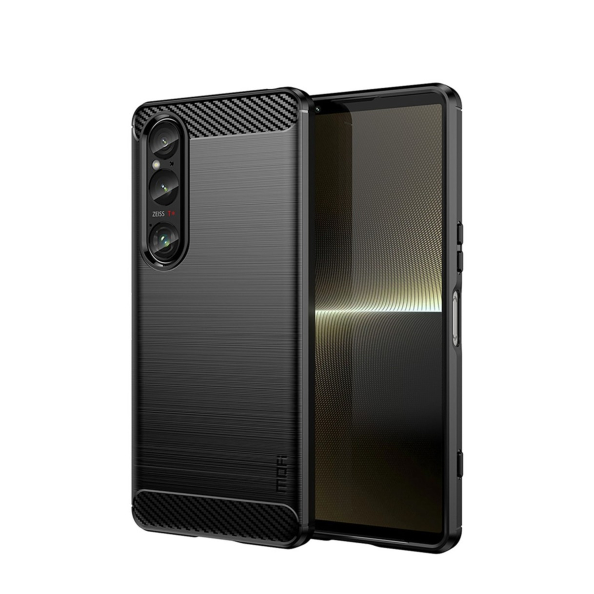 Mofi Sony Xperia 1 VI Gummi Hülle Carbon Schwarz