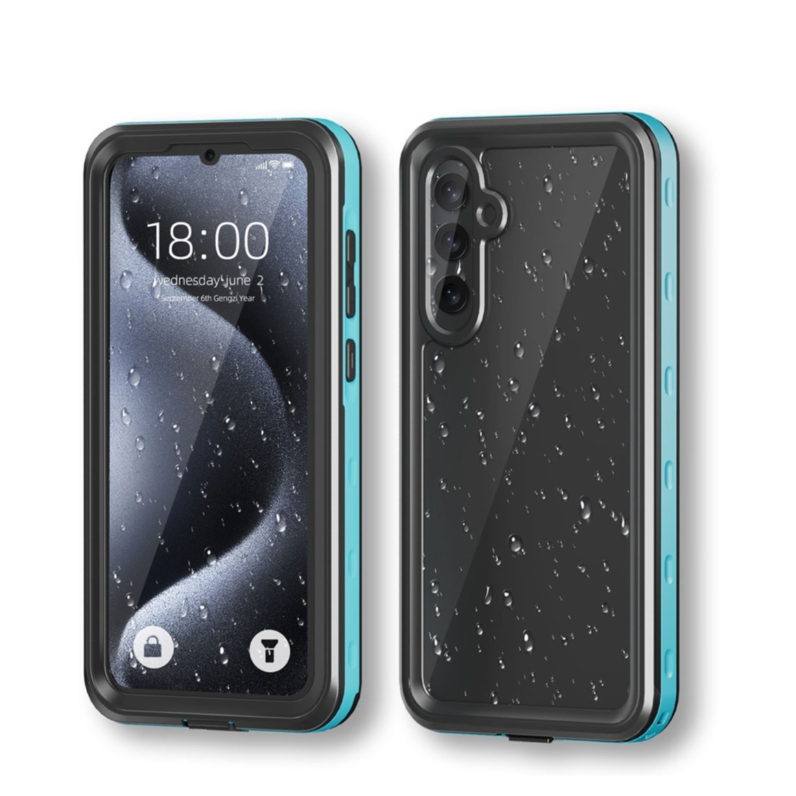 Redpepper Galaxy A35 Wasserfeste Hülle Schwarz/Türkis