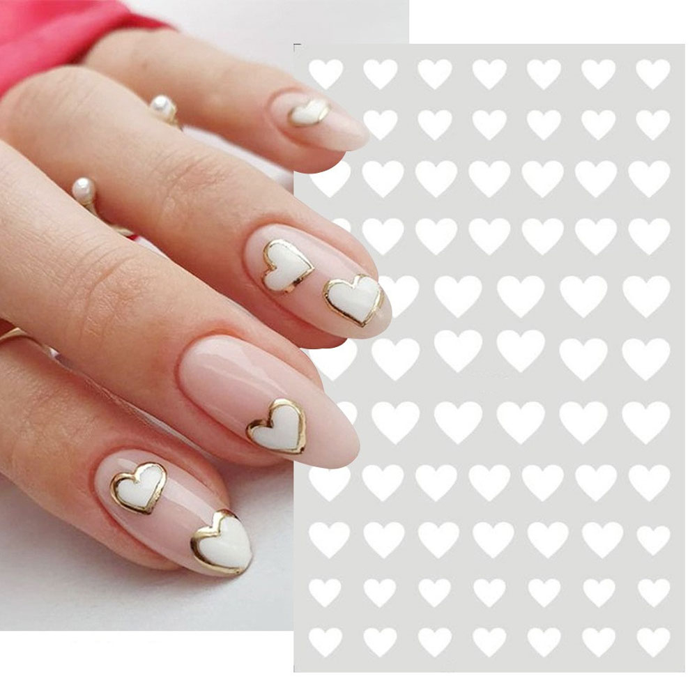 (74-tlg.) Nail Art Tattoo Nagelsticker Herzen Weiss (74-tlg.) Nail Art Tattoo Nagelsticker Herzen Weiss