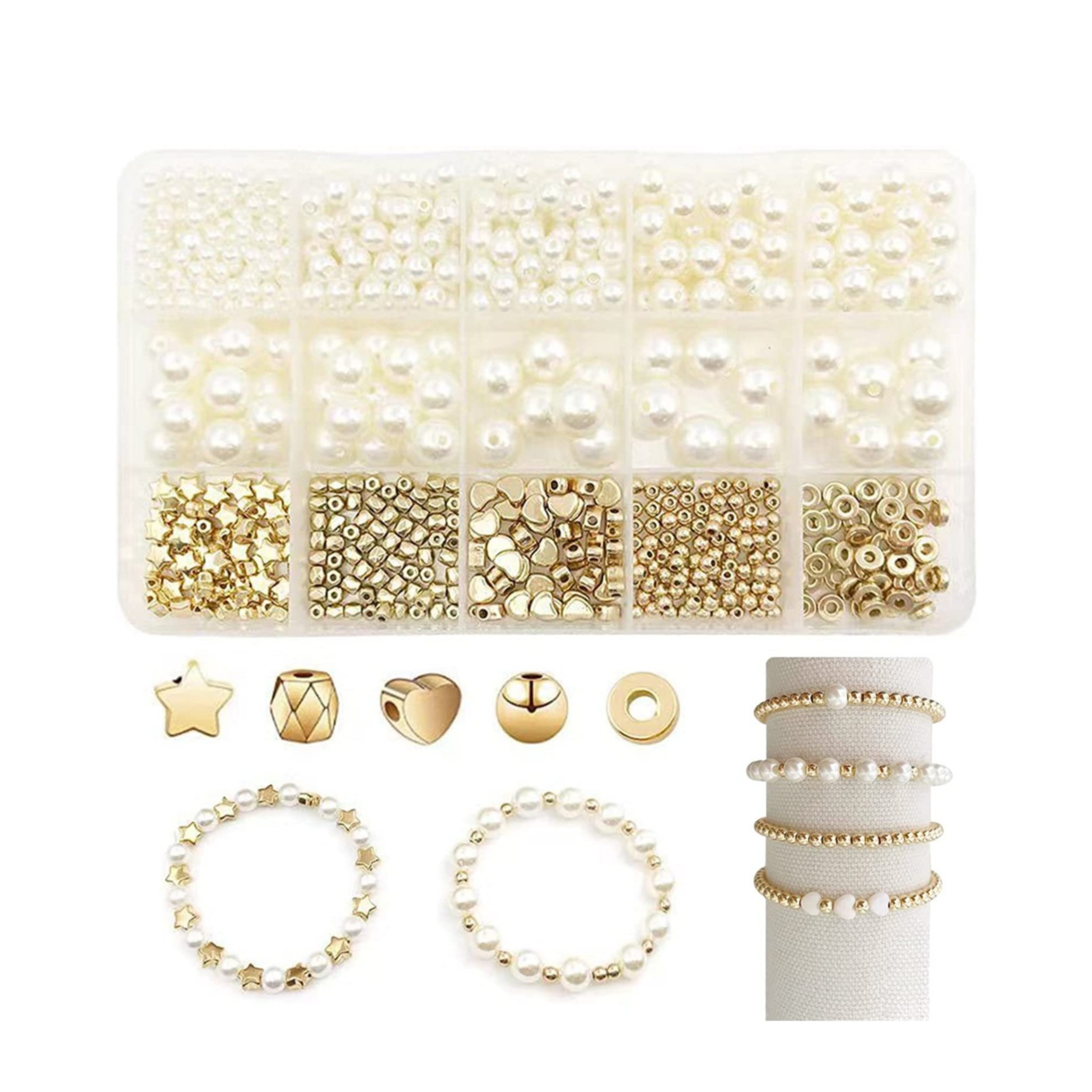 720-tlg Set Perlen DIY Bastel Schmuck Perlmutt Optik