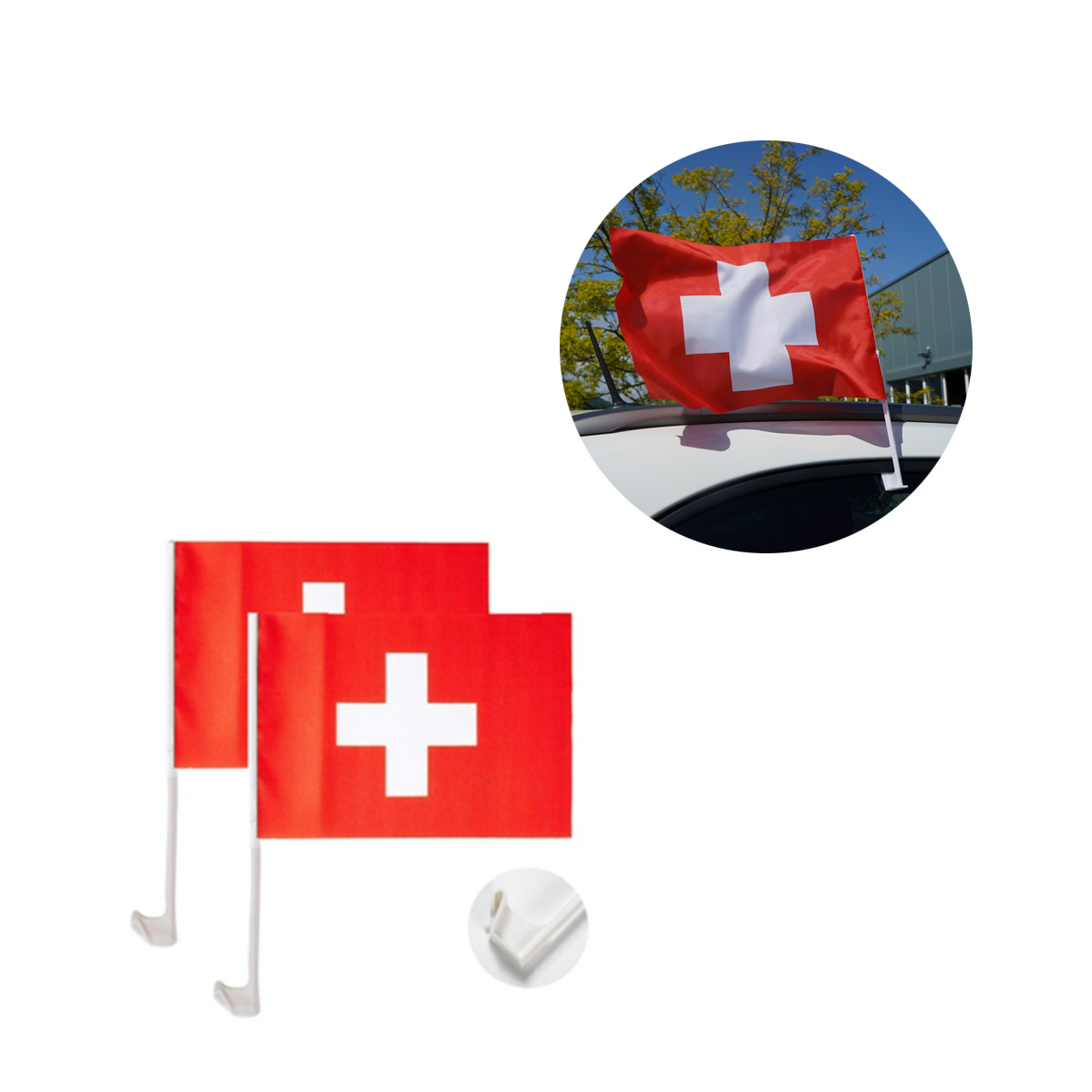 2er Set Auto Flagge Länderflaggen Autofahne Schweiz