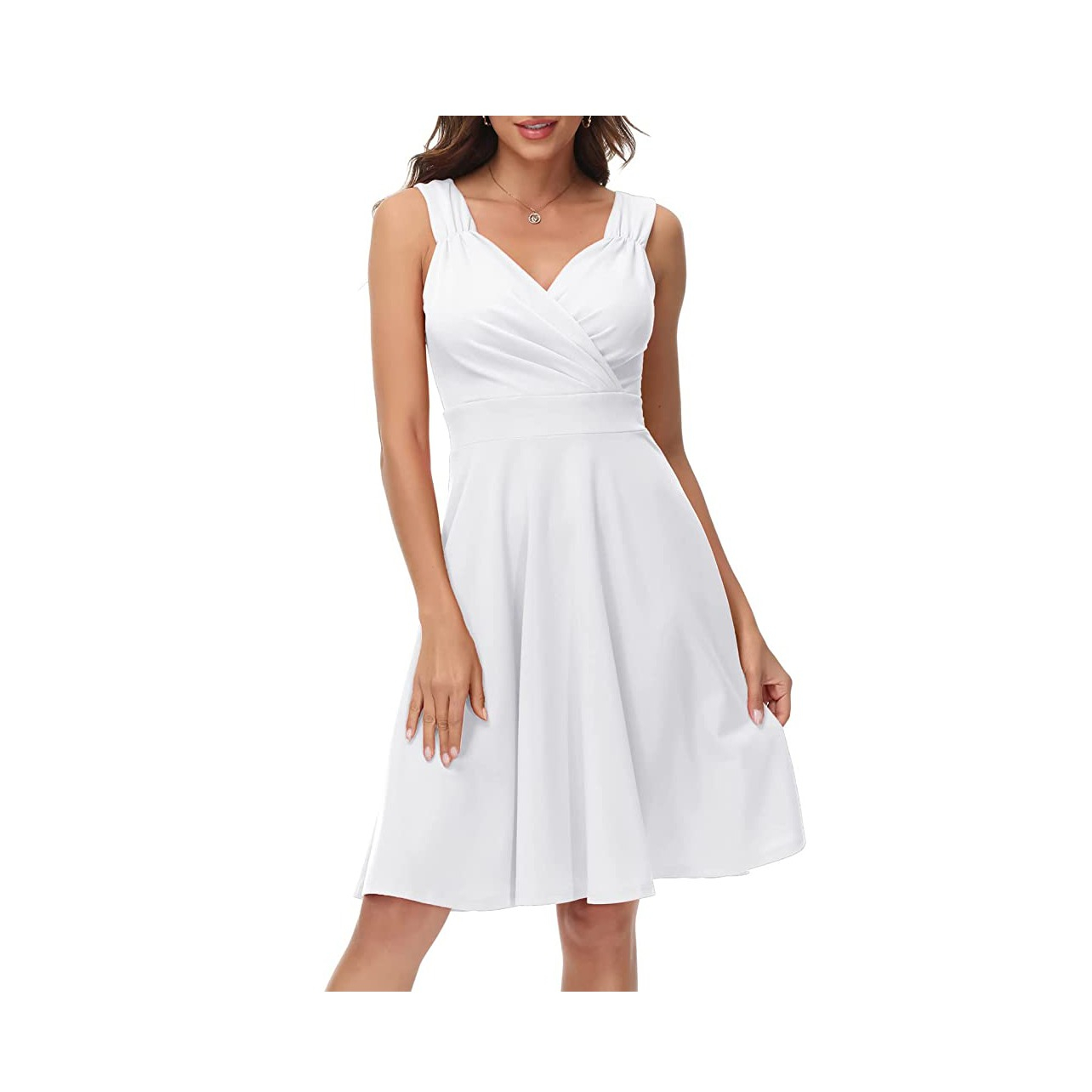 (Gr. S) Vintage Kleid Knielanges Midi Kleid Weiss