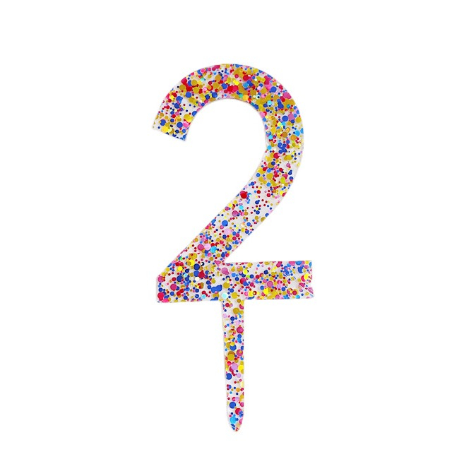 (16.5cm) Acryl Kuchenstecker Zahl Geburtstag Zahl 2