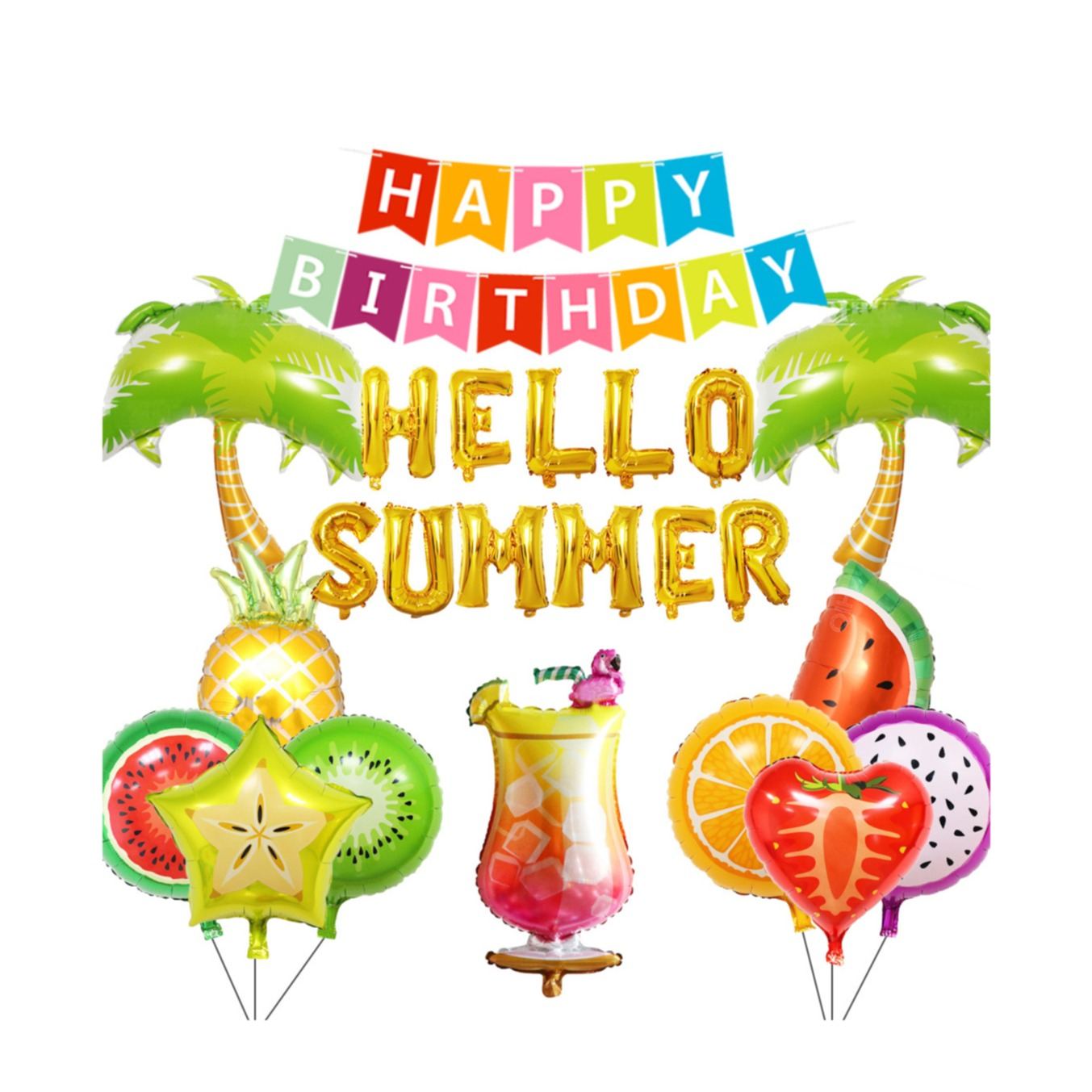 Happy Birthday Girlande Geburtstags Party Sommer Deko