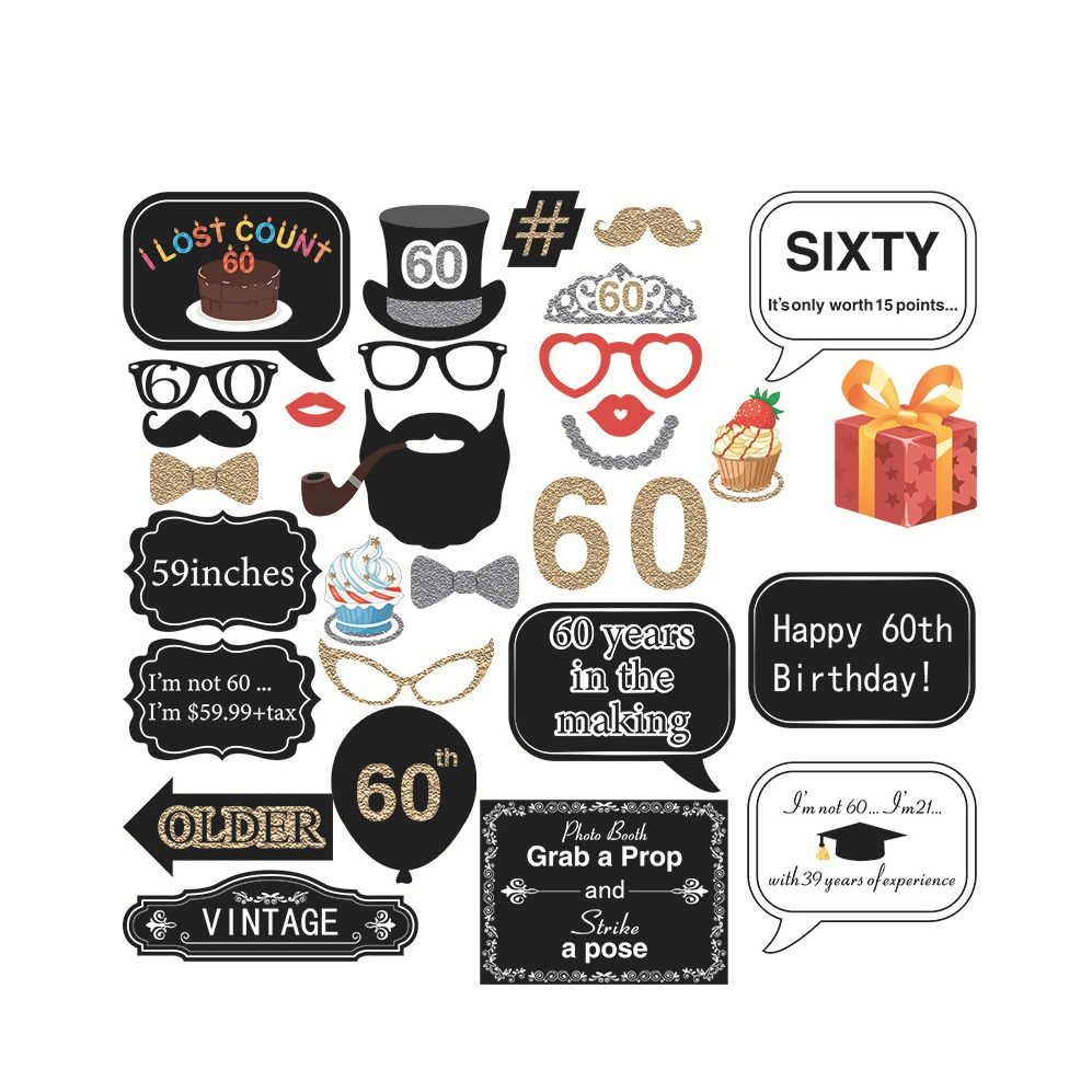 31er Set Photo Booth Fotorequisiten Happy Birthday