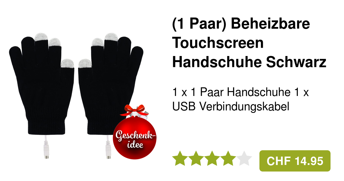 (1 Paar) Beheizbare Touchscreen Handschuhe Schwarz