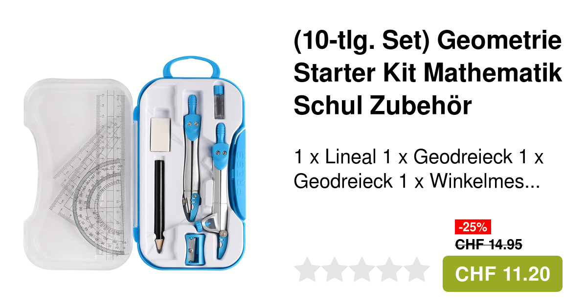 10-tlg. Set Gemoetrie Starter Kit Mathe Schul Zubehör