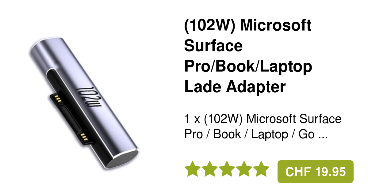 (102W) Surface Pro/Book/Laptop/Go USB C Lade Adapter