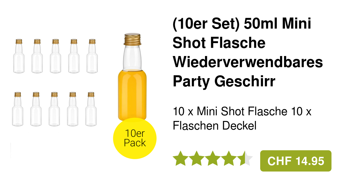 (10er Set) 50ml Mini Shot Flasche DIY Schnaps Glas
