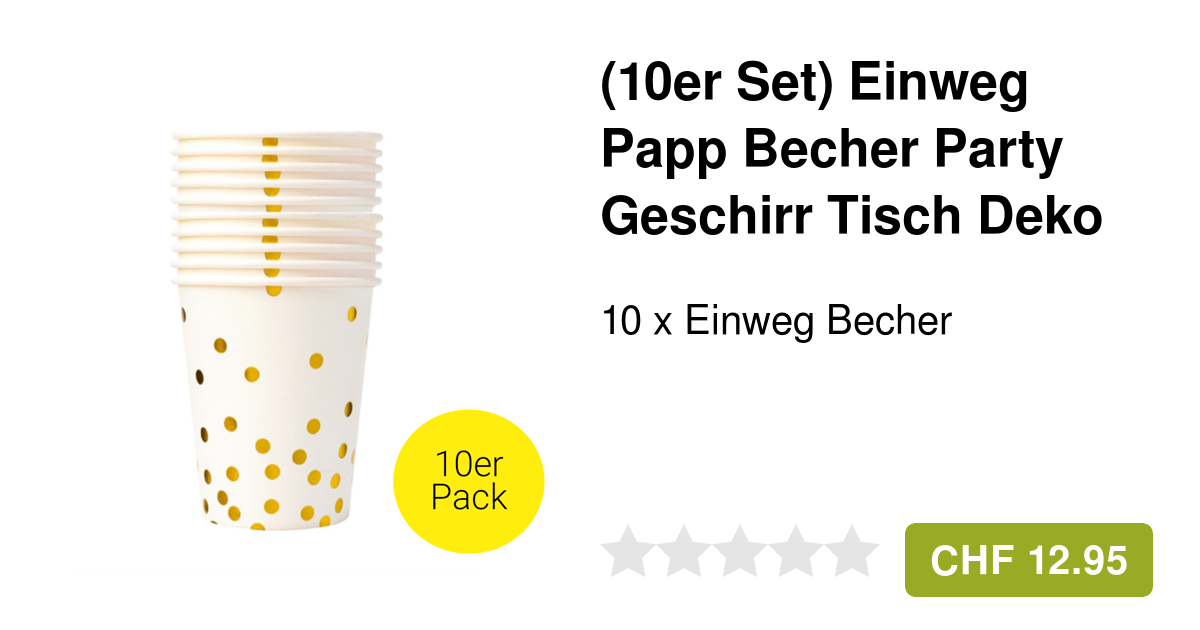 Einweg Papp Becher Party Geschirr Deko Weissgold