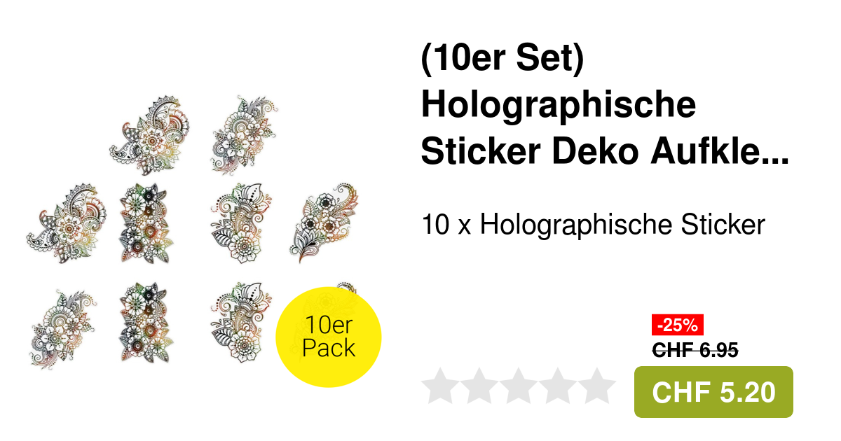 10er Set Holographische Sticker Deko Aufkleber Blume