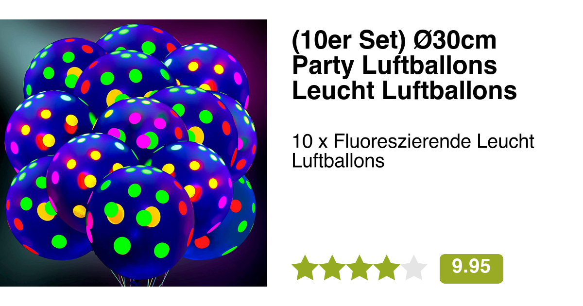10er Set Party Fluoreszierende Leucht Luftballons Bunt
