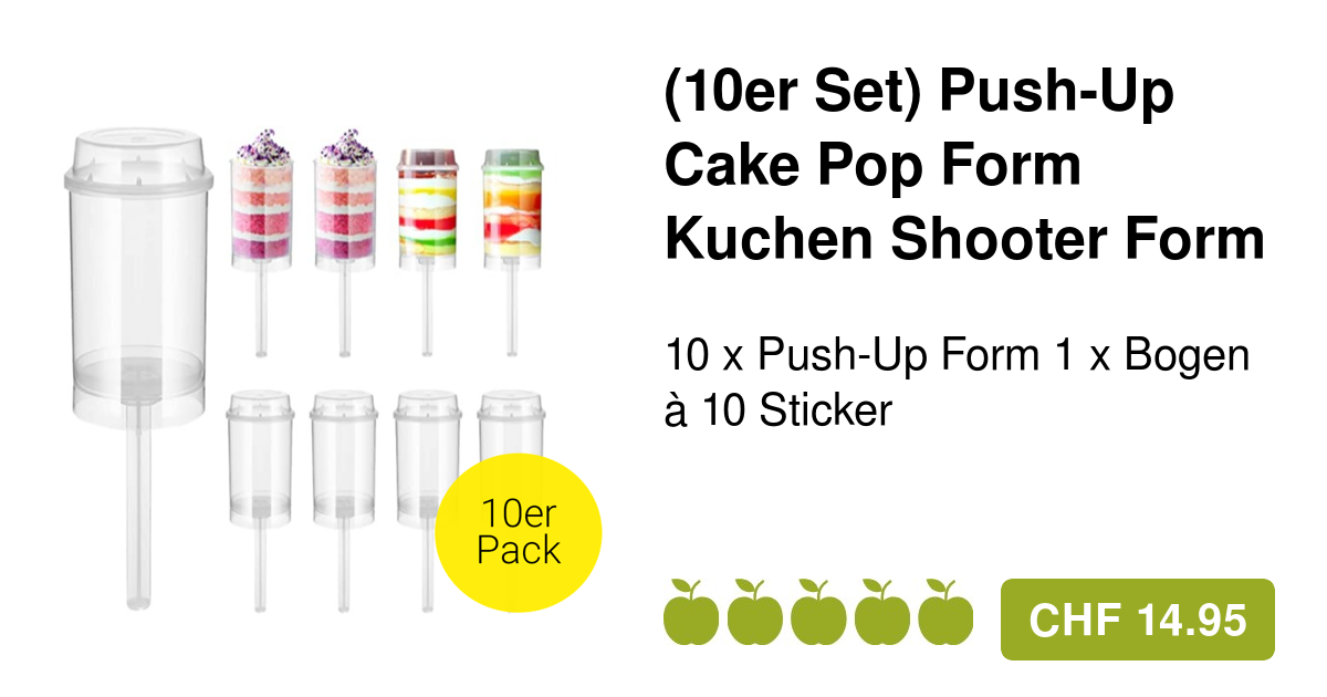 (10er Set) Push-Up Cake Pop Form Kuchen Shooter Form