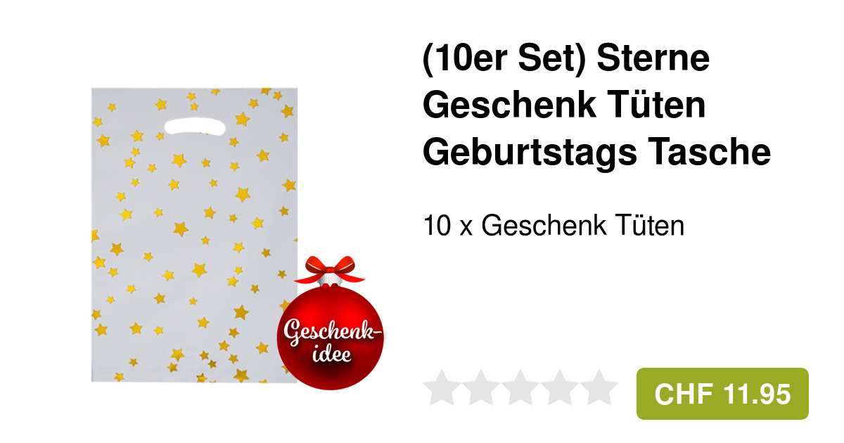 (10er Set) Sterne Geschenk Tüten Geburtstag Weiss