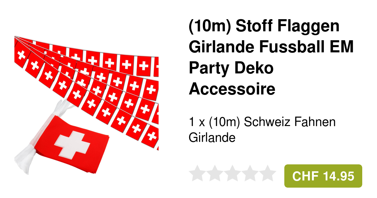 (10m) Stoff Flaggen Girlande Fussball EM Schweiz