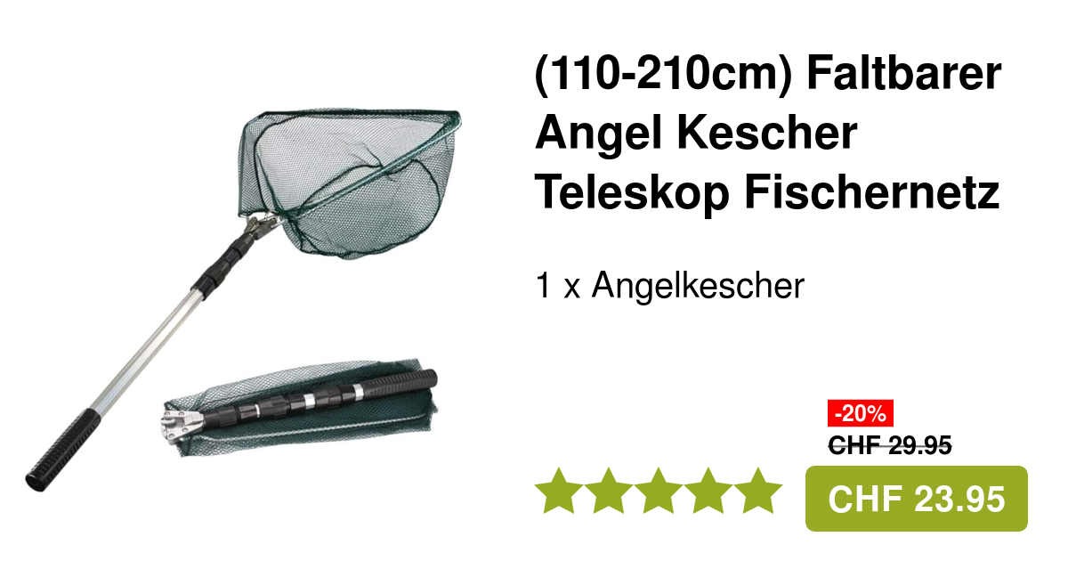 (110-210cm) Faltbarer Angelkescher Fischernetz Silber