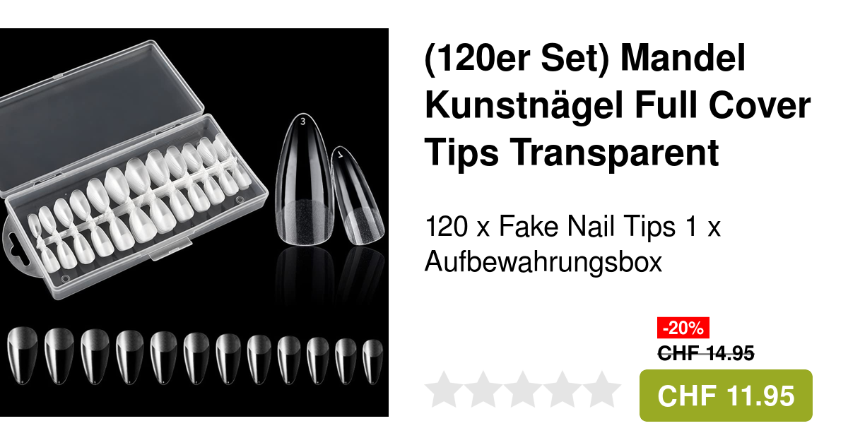 (120er Set) Mandel Kunstnägel Full Cover Nail Tips