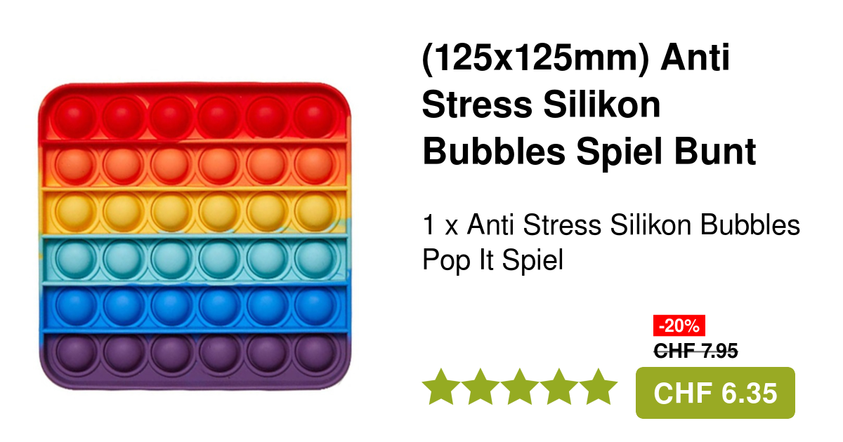 (125 x 125mm) Anti Stress Bubbles Pop It Jeu Multicolore