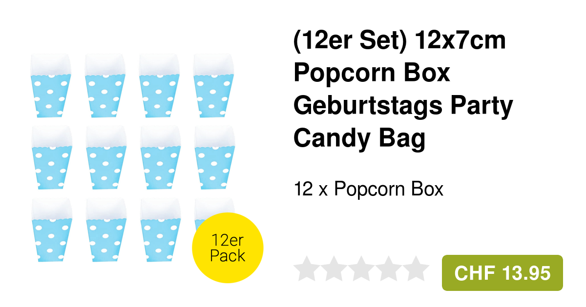 (12er Set) 12x7cm Popcorn Box Party Tüte Candy Blau