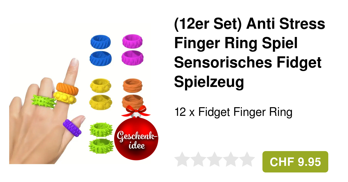(12er Set) Anti Stress Finger Ring Spielzeug Bunt