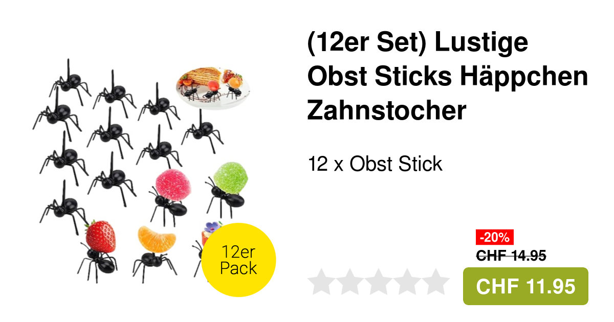 (12er Set) Obst Gabeln Sticks Dessert Picks Ameise