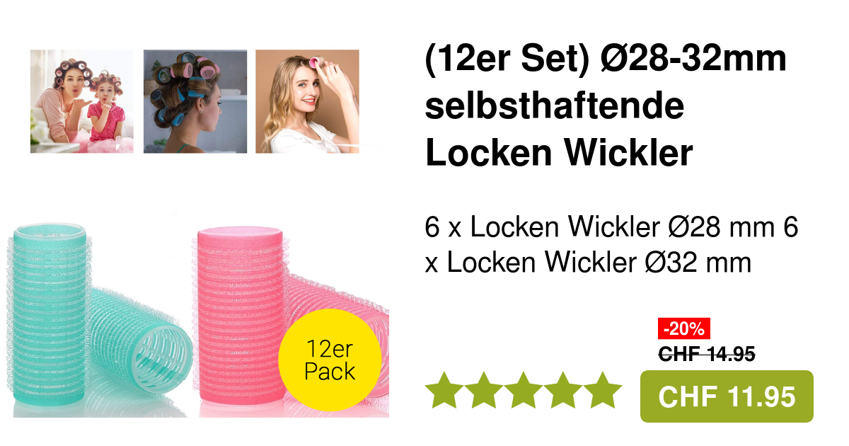 (12er Set) Ø28-32mm selbsthaftende Locken Wickler