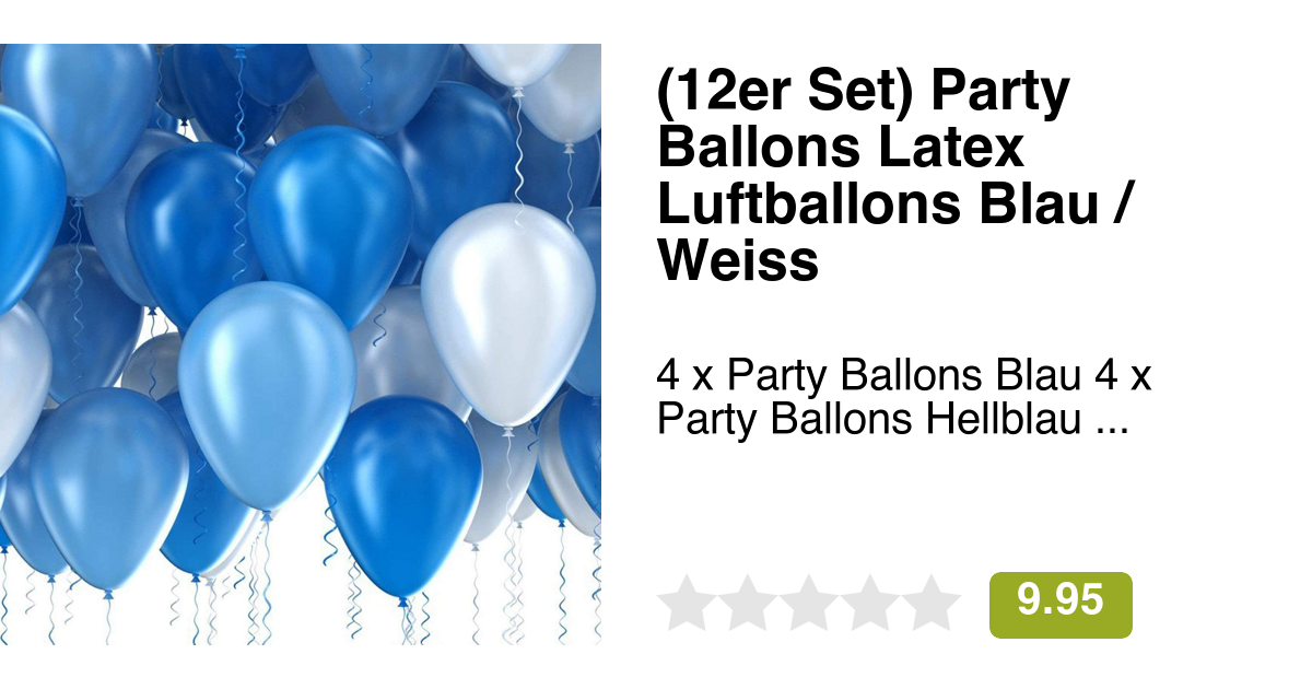 12er Set Party Ballons Latex Luftballons Blau/Weiss