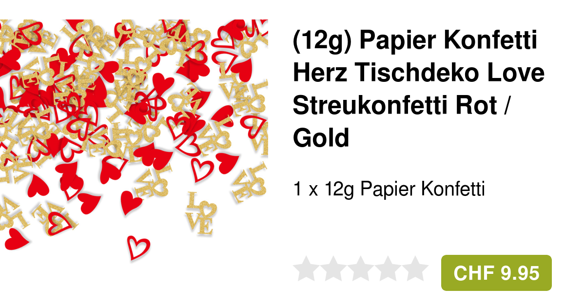 12g Papier Konfetti Herz Love Streukonfetti Rot/Gold