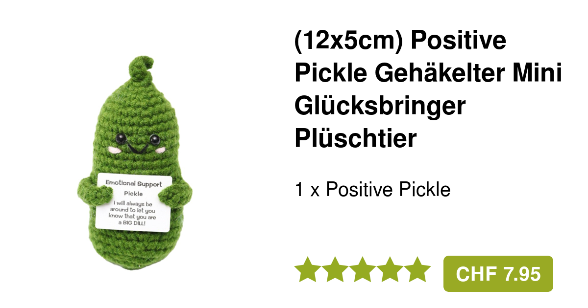 Positive Pickle Gehäkelter Mini Glücksbringer Gurke