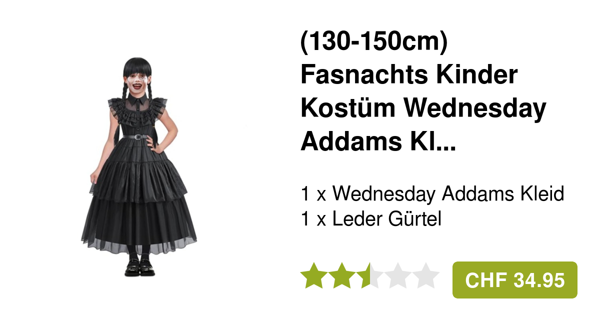 130-150cm Motto Party Kostüm Wednesday Addams Kleid