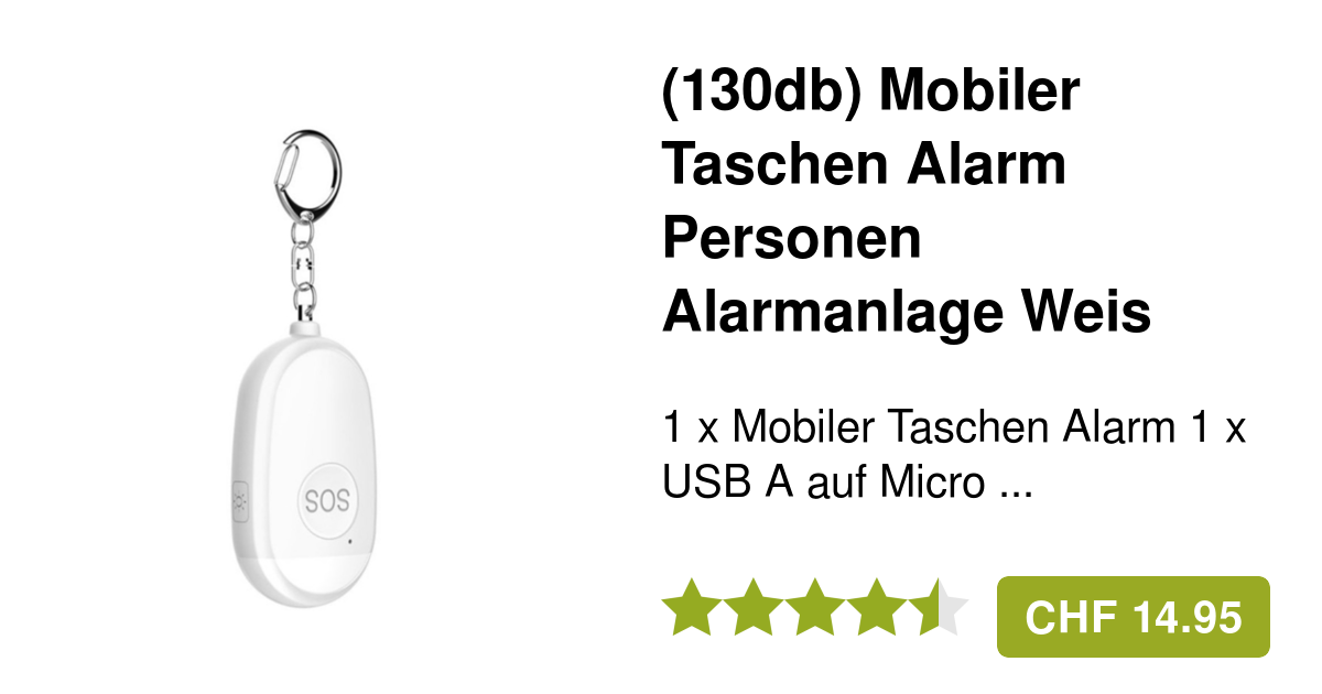 (130db) Alarme mobile de poche Sirène d'alarme personnelle Blanc