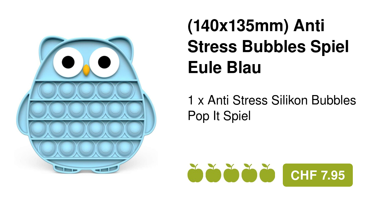 140x135mm Anti Stress Bubbles Pop It Jeu de la Chouette
