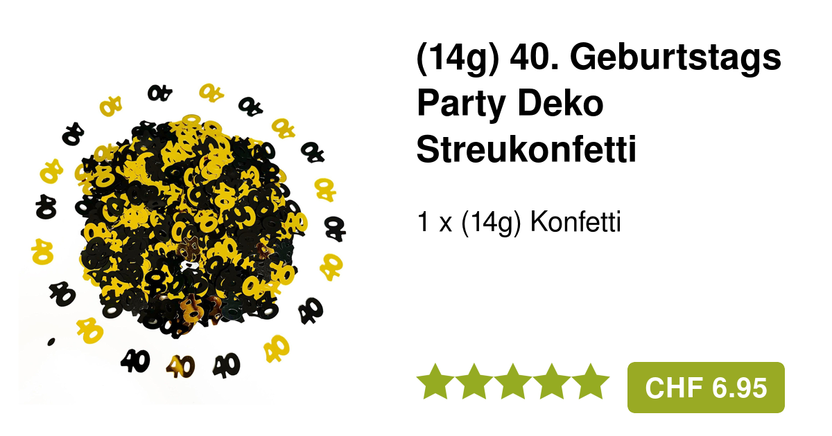 Party Konfetti 40. Geburtstag Dekoration Metallic