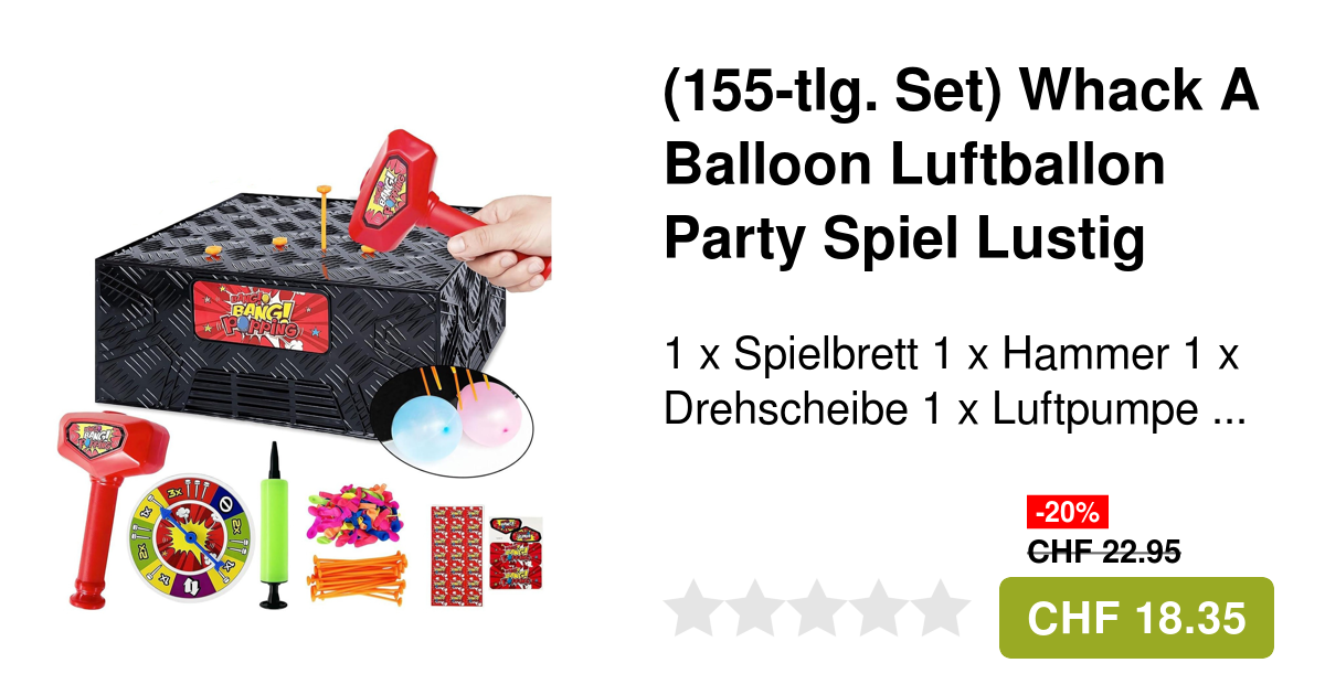 155-tlg. Set Whack A Balloon Luftballon Party Spiel
