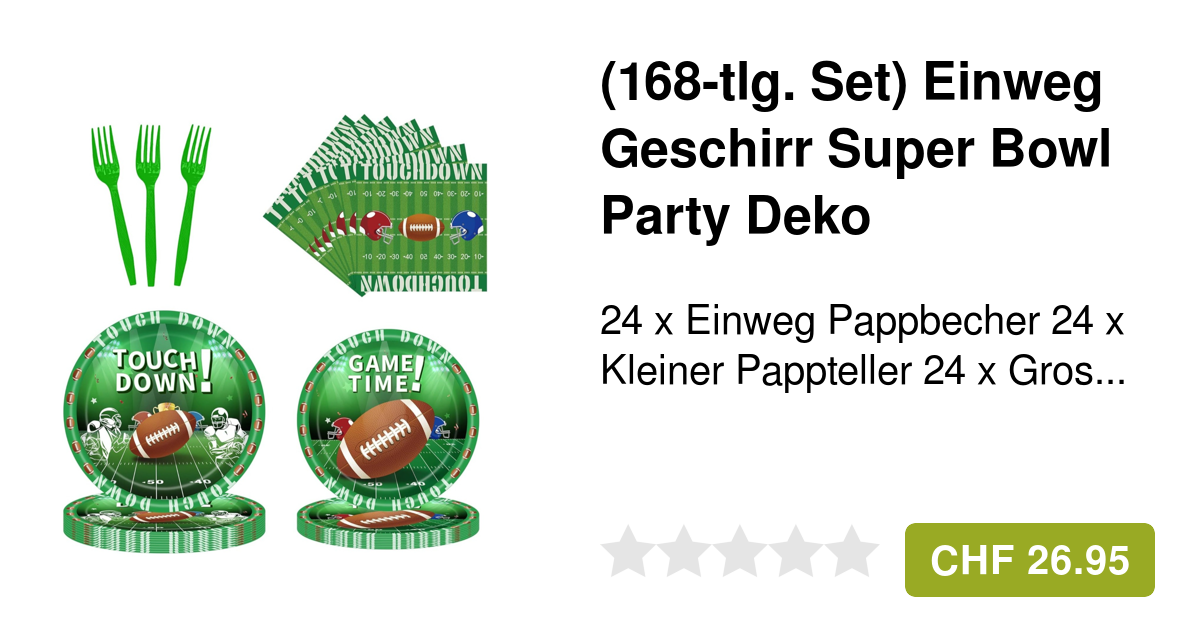 168-tlg. Einweg Geschirr Party Tisch Deko Football