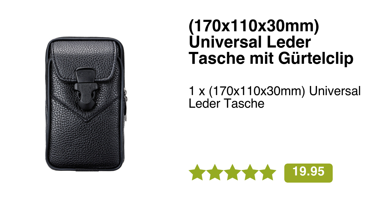 (170x110x30mm) Universal Leder Tasche mit Gürtelclip