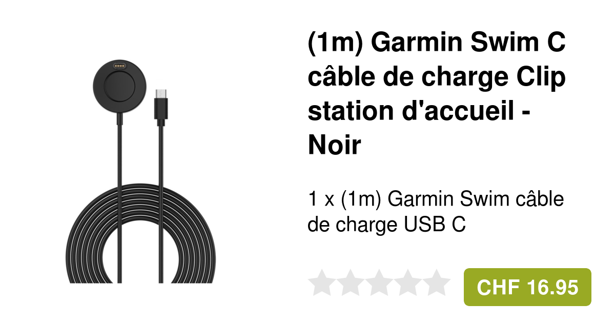 (1m) Garmin Swim câble de recharge USB C clip rond à acheter