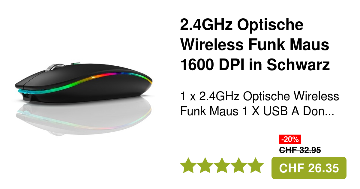 2.4GHz Optische Wireless BT + Funk Maus in Schwarz