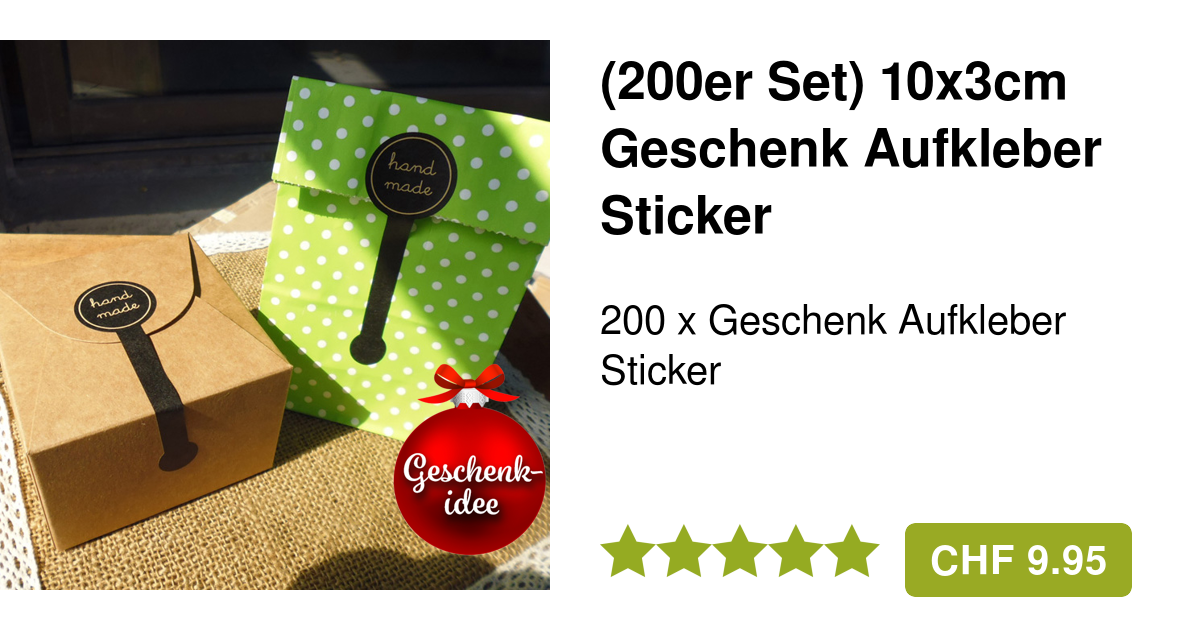 (200er Set) Geschenk Aufkleber Sticker Handmade