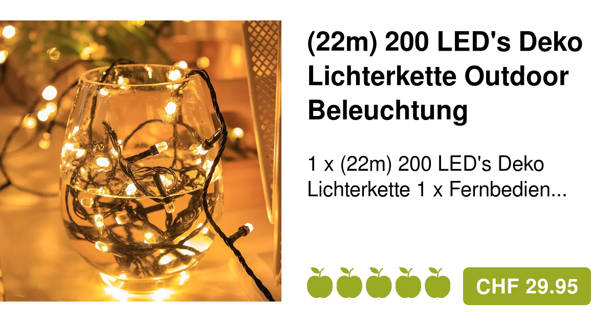 (22m) 200 LED's Dekorations Lichterkette Warmweiss